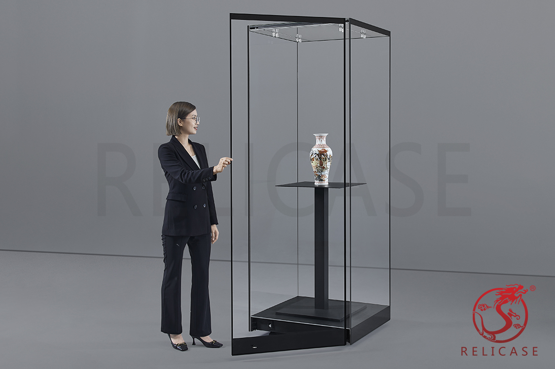 FS006Hinged Frameless glass Display Case with Lights – Relicase-Museum ...